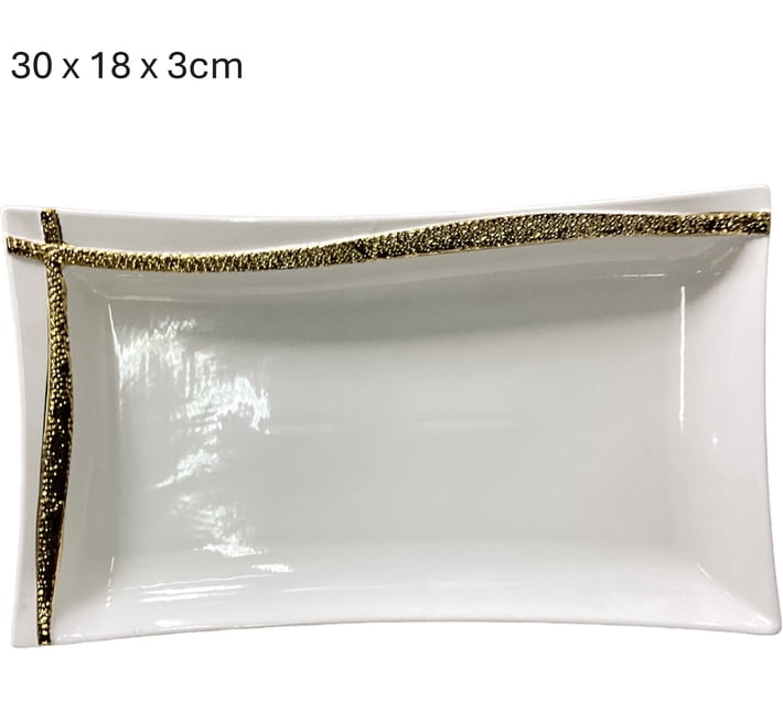 Crockery Centre Platter 30x18x3cm Porcelain with Gold Pattern Tray ...