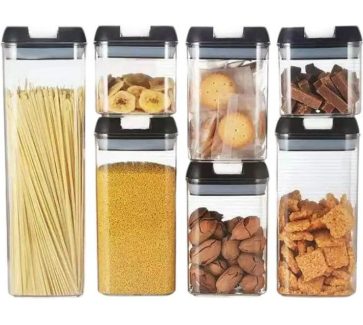 Home Polypropylene Grocery Container - 1000 ml (Pack of 7, White) | Makro