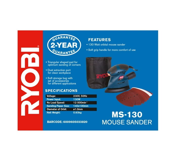 Ryobi 130 W Mouse Sander Kit Makro