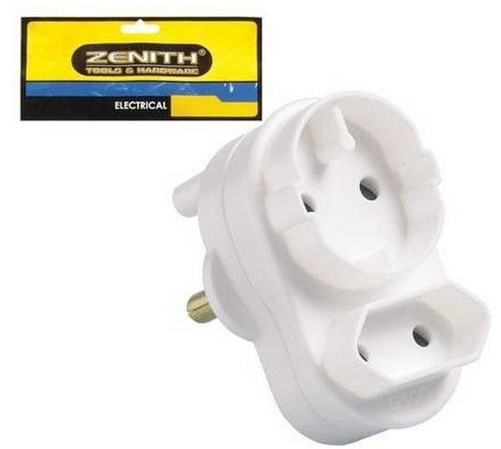 Zenith Euro Schuko Twin Plug Adaptor - 3 Pack Two Pin Plug (White) | Makro