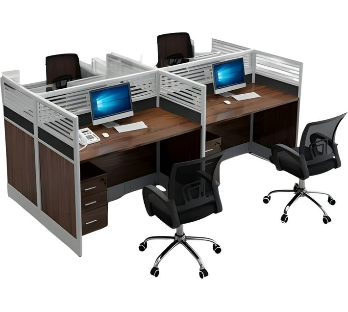 Buy SMTE Workstation with Chairs Office Table (Finish Colour - Brown ...