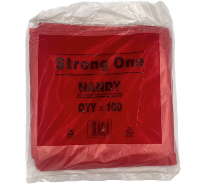 Strong One Handy Medium Carrier Bags Pack of 100 Grocery Bags (Red) | Makro
