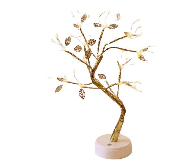 Someone’s in a Makro LED Golden Leaves Tree Table Lamp With Base DC USB /Battery Operated Mood