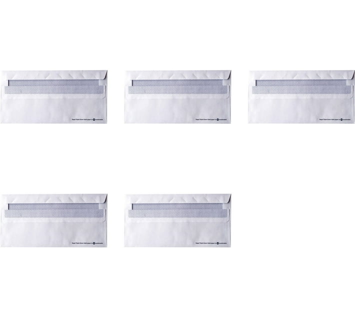 Marlin Envelopes White with Window Gum 25's Envelopes (Pack of 5 White ...