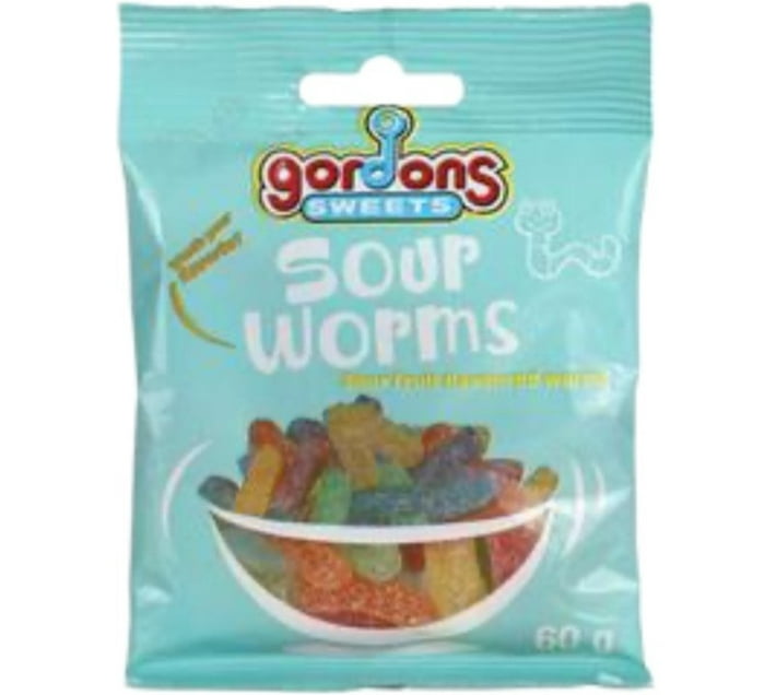 Gordon's Sweets Sweet Gummy Sour Worms 60g Pouch (10 x 60 g) | Makro
