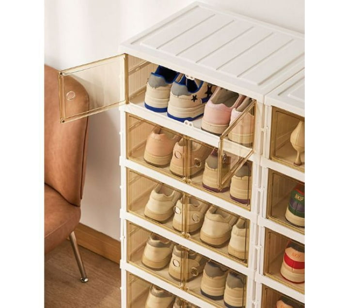 INV Plastic Shoe Rack White 6 Shelves Makro