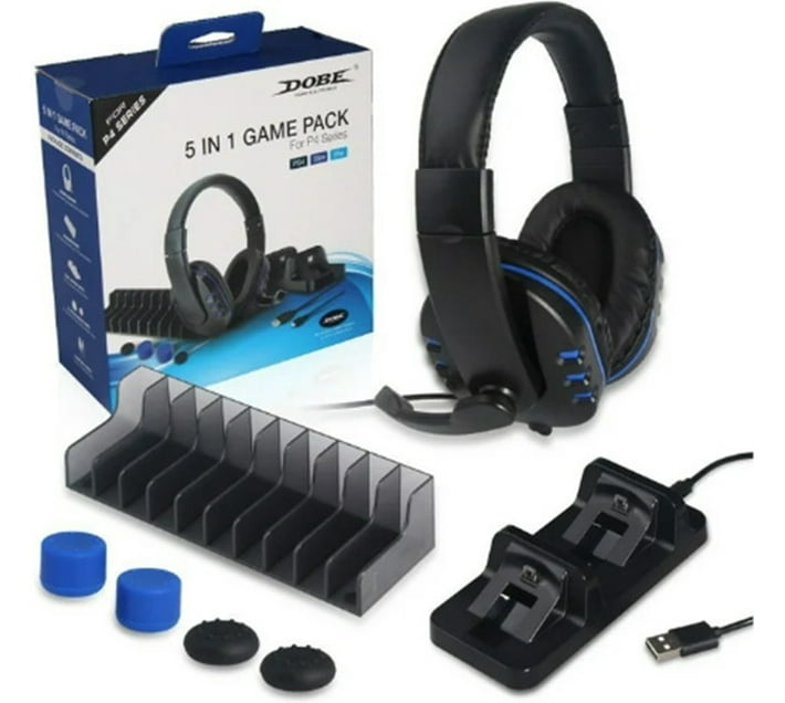 Buy Dobe PS4 5 IN 1 Game Pack Headphones, Charging Dock, Game Stand ...
