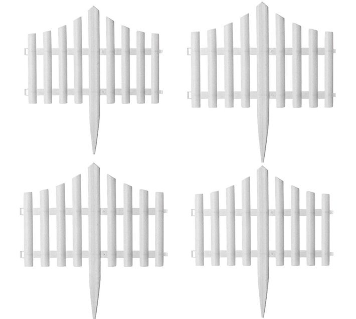 The Good Sport Garden Curved White PVC Fencing Set of 4 Garden Gnome ...