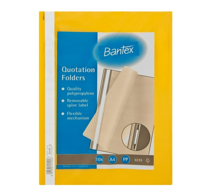 Buy Bantex Polypropylene Quotation Folder Yellow A4 10 Pack in Bulk ...