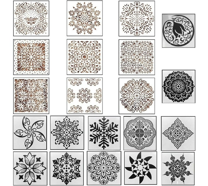 The Good Sport Craft Stationery Mandala & Patterned Stencil Set of 21 ...