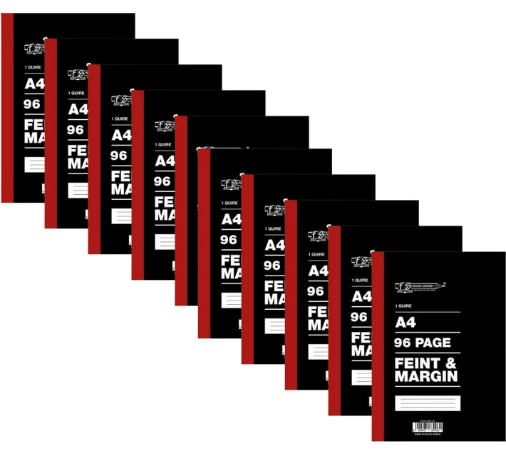 Freedom Stationary 10 pack A4 1-Quire Hard Cover School Book – 96 Pages ...