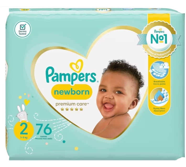 Buy Pampers Newborn Premium Care Tape Diapers - 2 (76 Pieces) in Bulk ...
