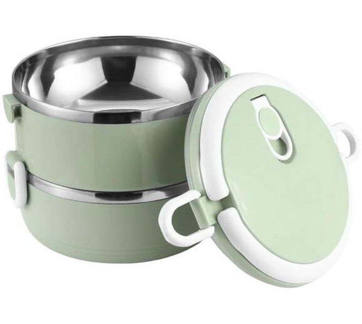 2 Tier Stainless steel Insulated lunch box stackable lunch box 2 ...