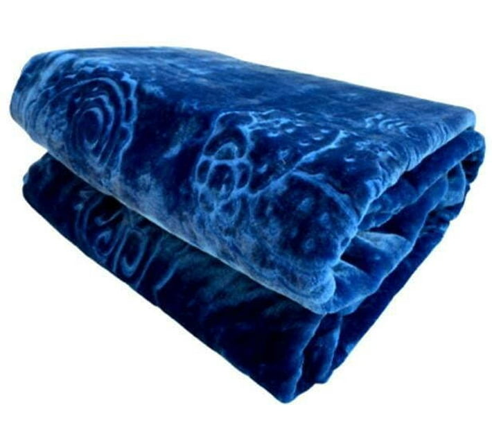 Sastro Floral Queen Woollen Blanket for AC Room (100% Wool, Blue) | Makro