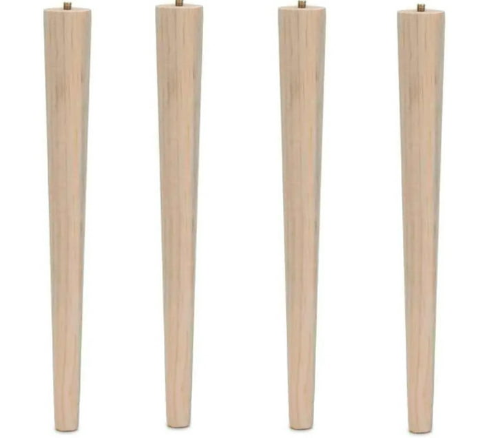 WOODLY Cone Leg with M8 Bolt, H400mm x 45mm x 25mm, Raw Pine set of 4 ...